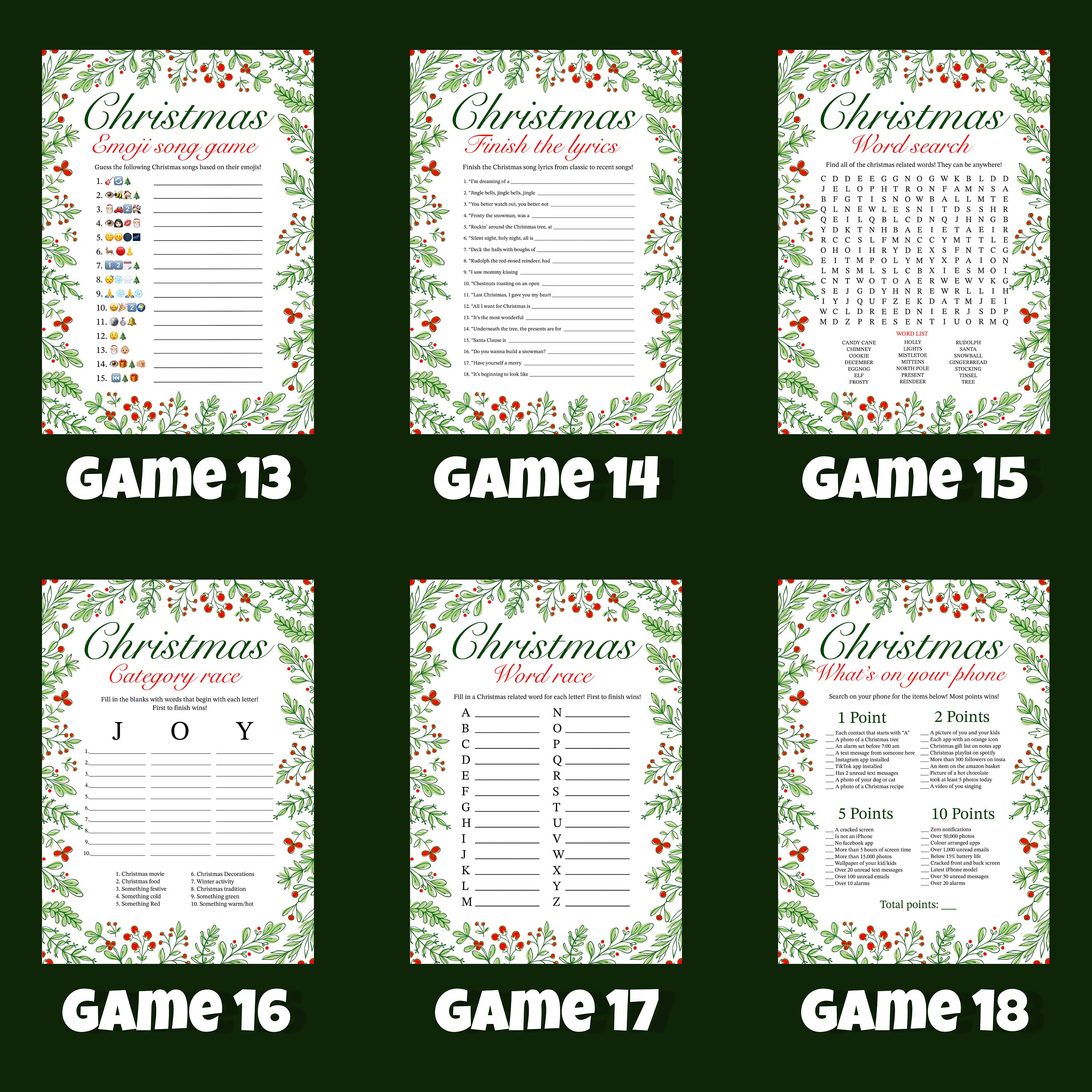 Printable Christmas Game Bundle, Christmas Emoji Game, Christmas ...