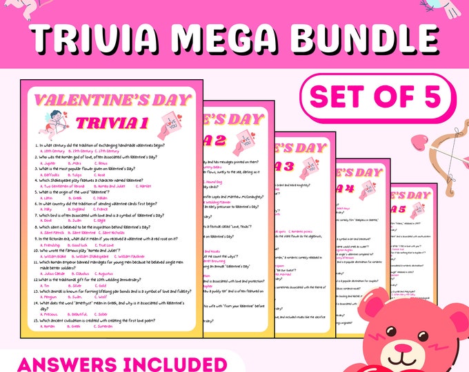 Valentines Day Trivia Game, Valentine Day Party Game for Kids ...