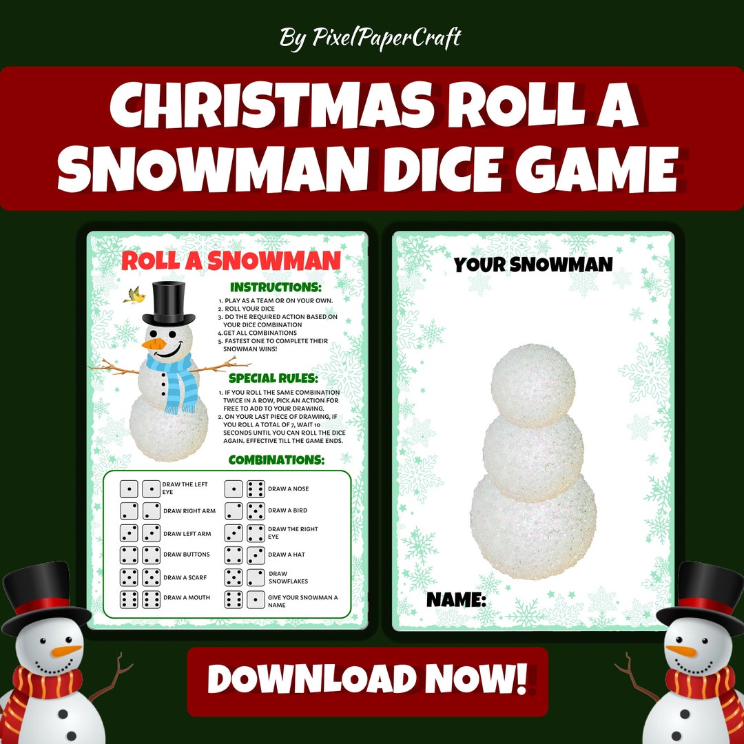 Roll A Snowman Game | Printable Christmas Dice Game | Winter Activity ...