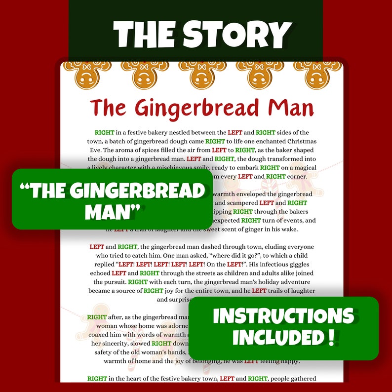 Gingerbread Man Left Right | Christmas Left Right Christmas Game ...