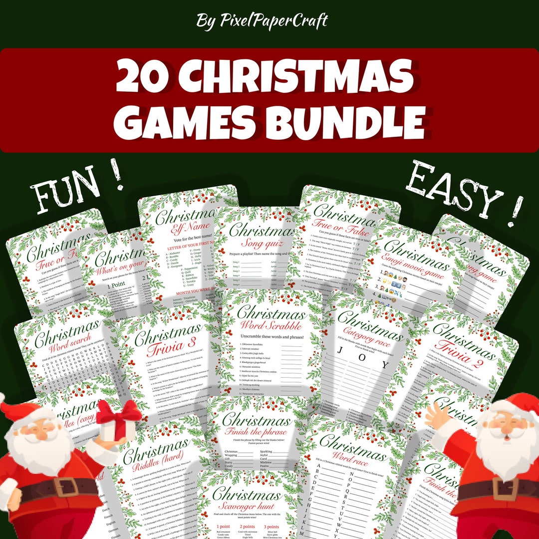 Printable Christmas Game Bundle, Christmas Emoji Game, Christmas ...