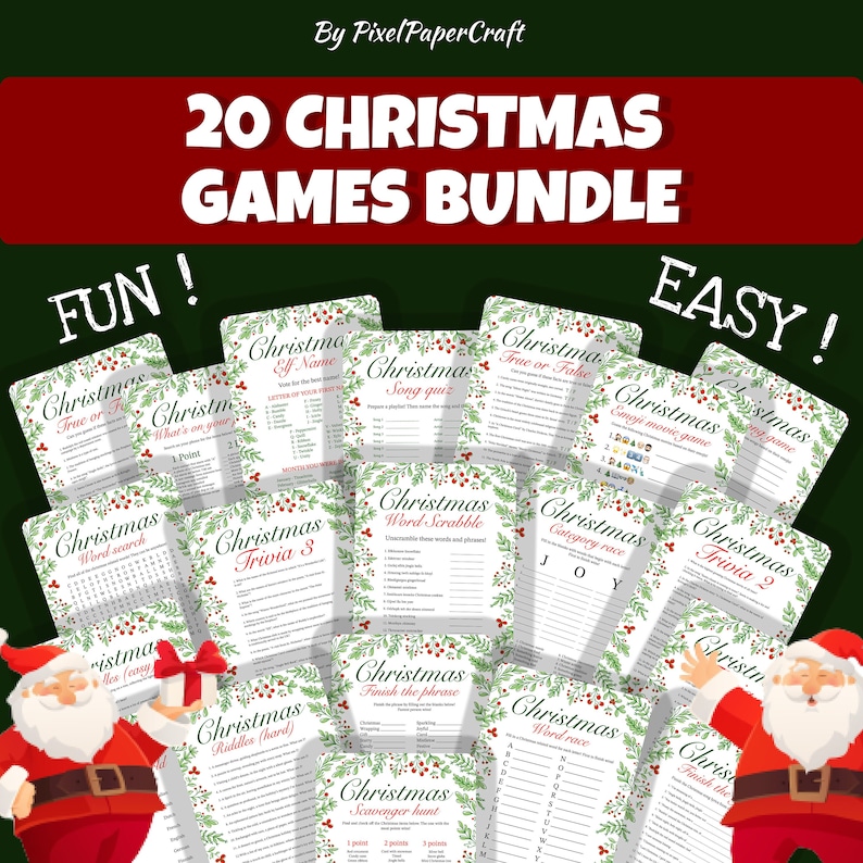 Printable Christmas Game Bundle, Christmas Emoji Game, Christmas ...