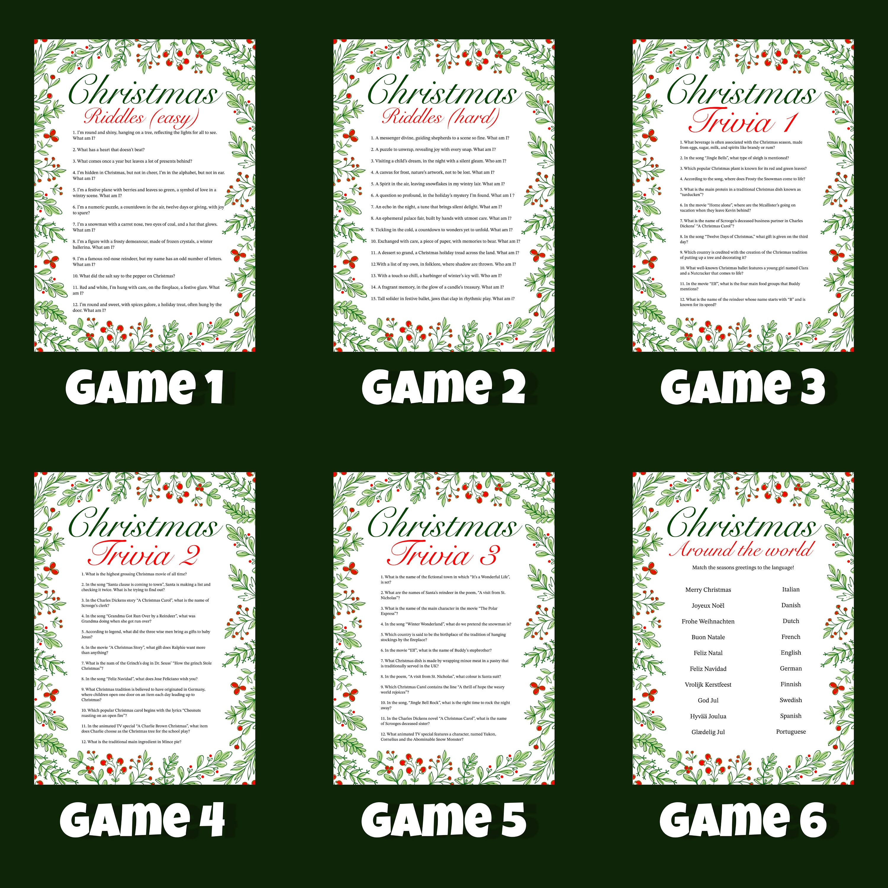 Printable Christmas Game Bundle, Christmas Emoji Game, Christmas ...