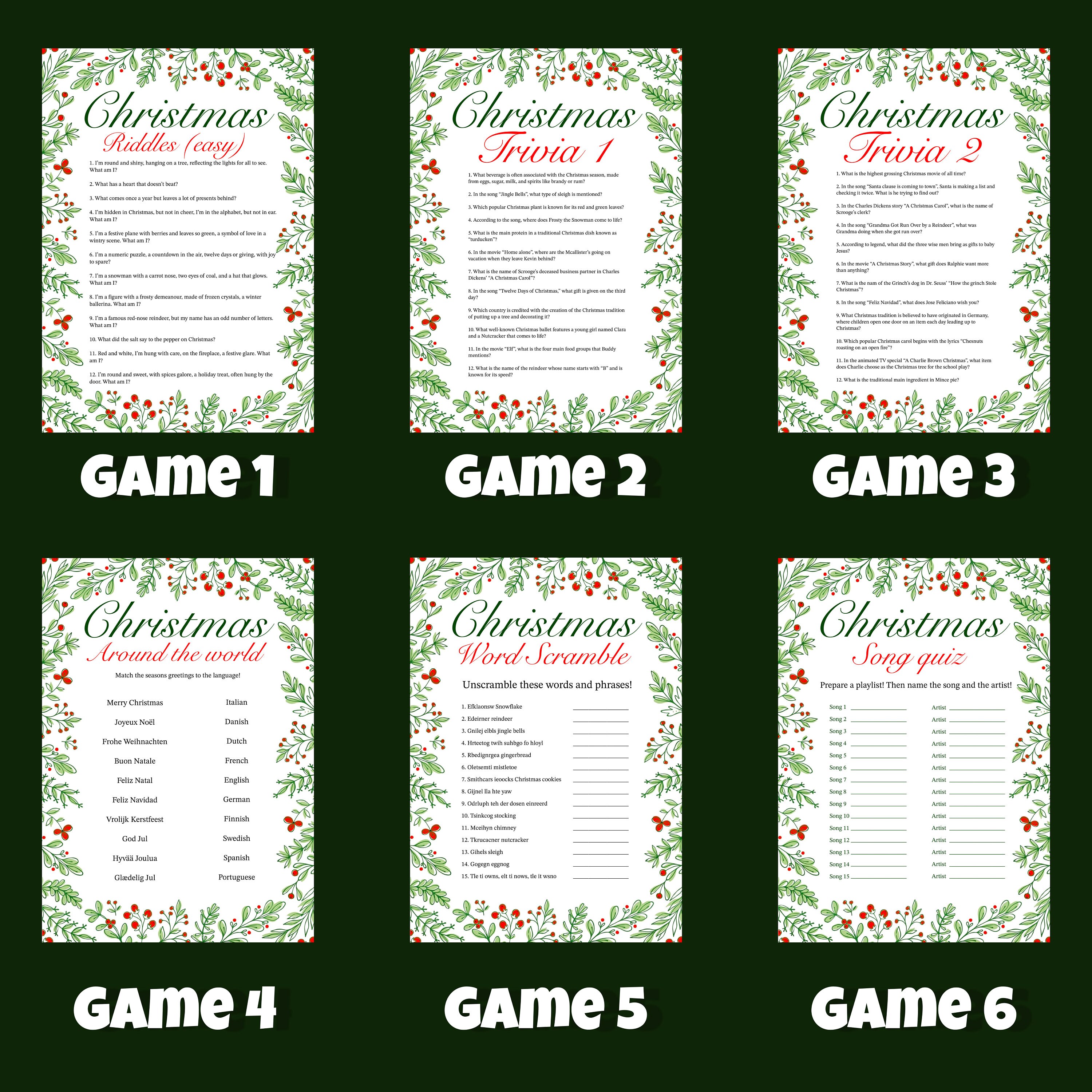 Printable Christmas Game Bundle, Christmas Party Games, Christmas ...