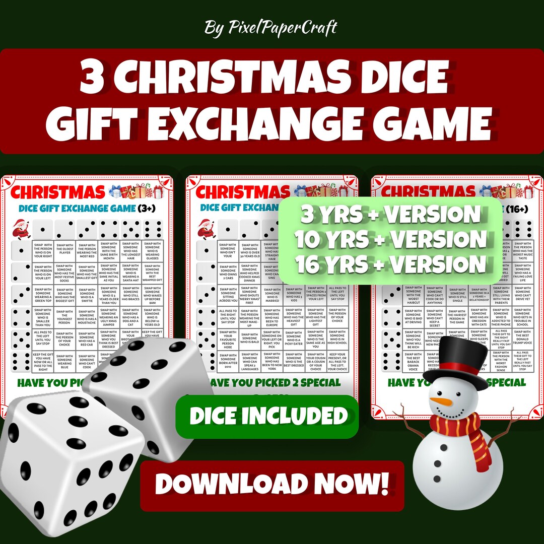 Christmas Dice Gift Game | White Elephant Dice Game | Christmas Gift ...