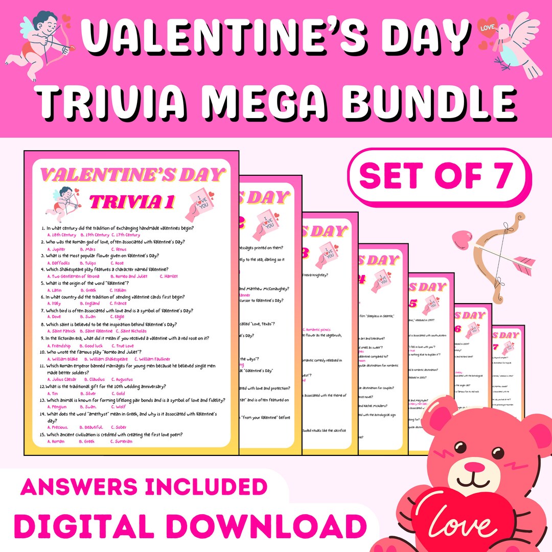 Valentines Day Trivia Game, Valentine Day Party Game for Kids ...