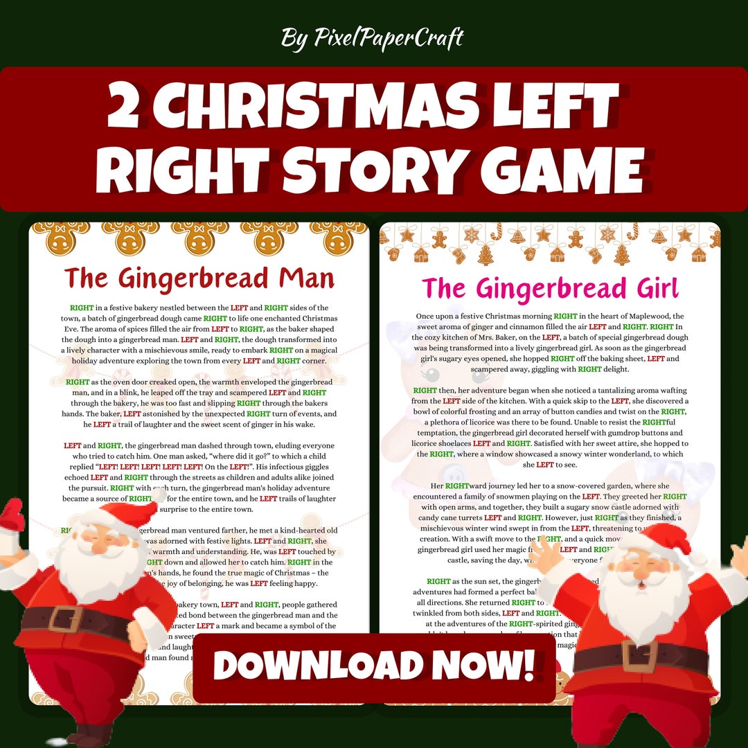 Gingerbread Man | Gingerbread Girl | Left Right Christmas Game | Right ...