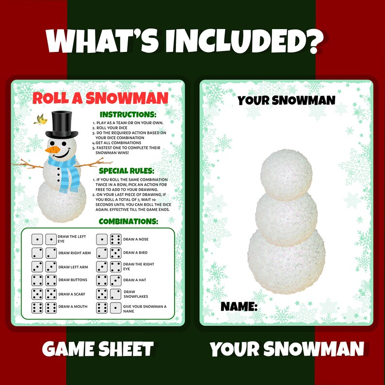 Roll A Snowman Game | Printable Christmas Dice Game | Winter Activity ...