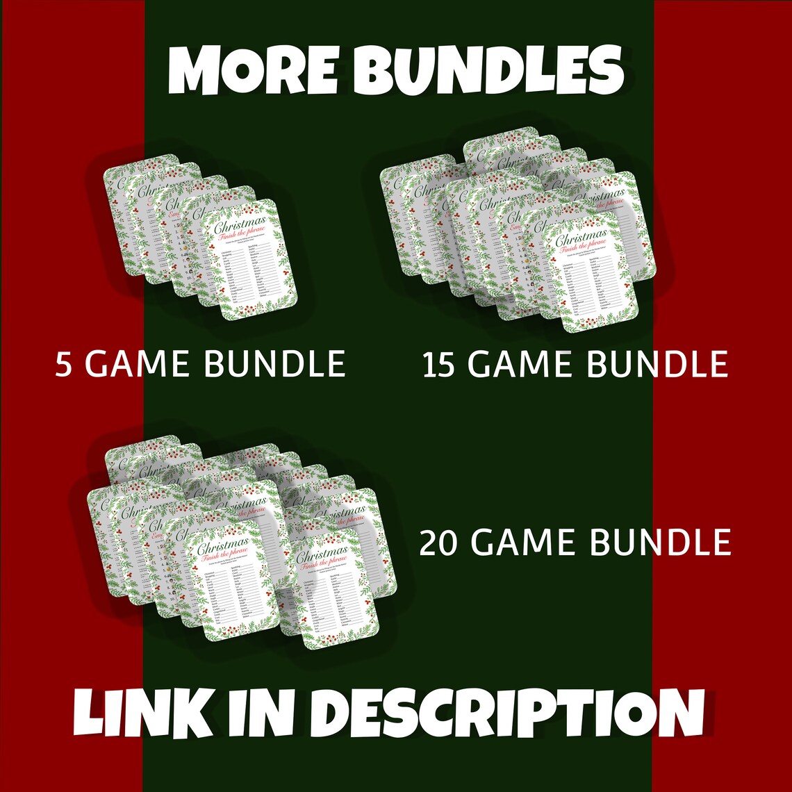 Printable Christmas Game Bundle, Christmas Party Games, Christmas ...