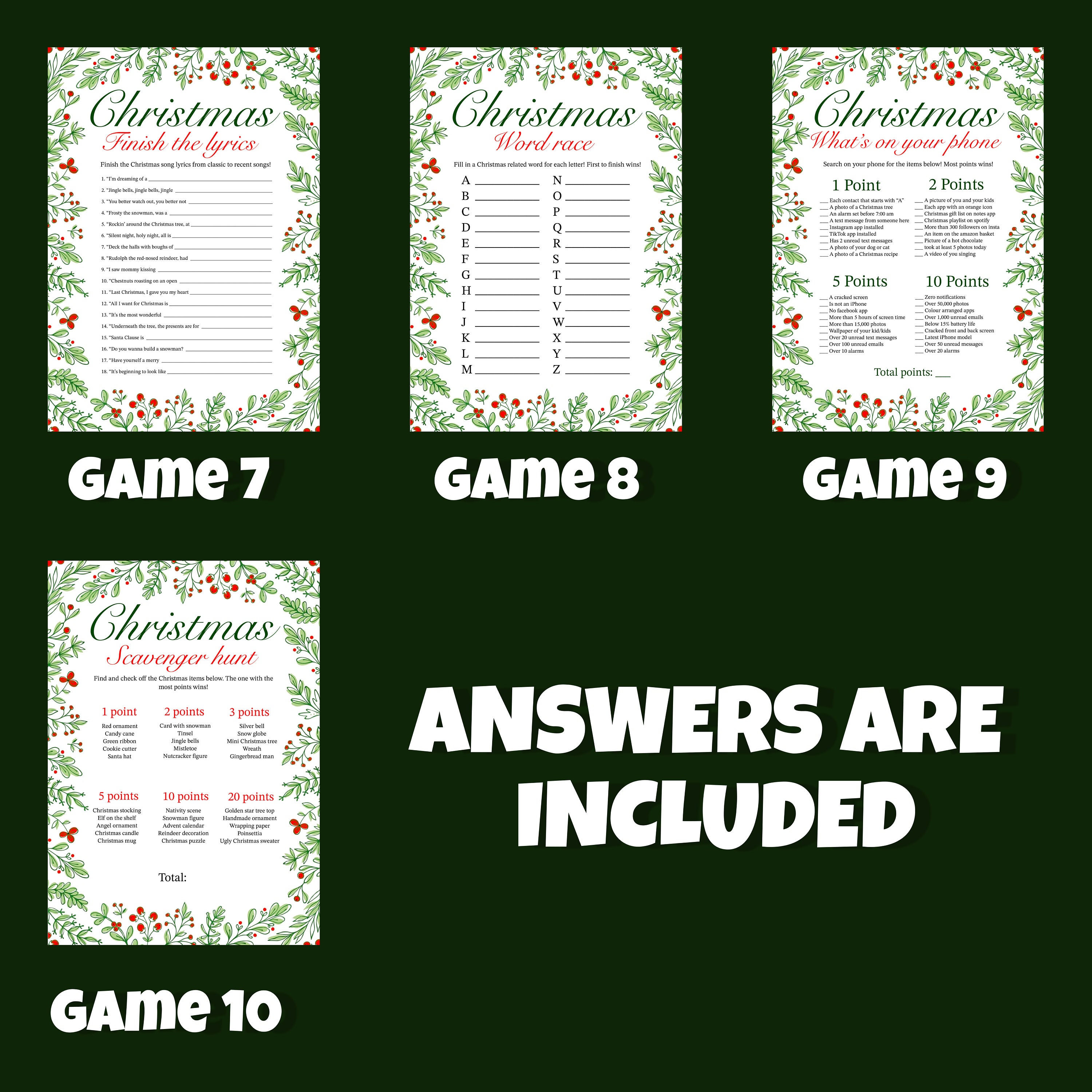 Printable Christmas Game Bundle, Christmas Party Games, Christmas ...