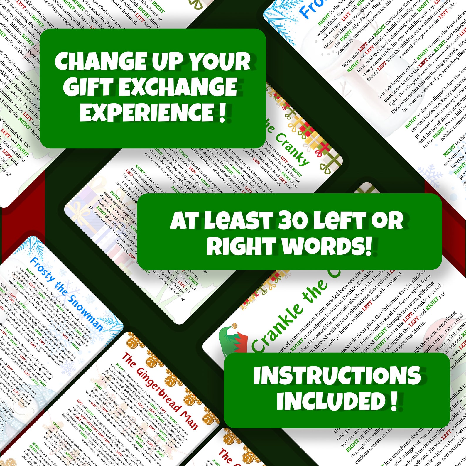 Christmas Left Right Game Story Left Right Christmas Game Right Left ...