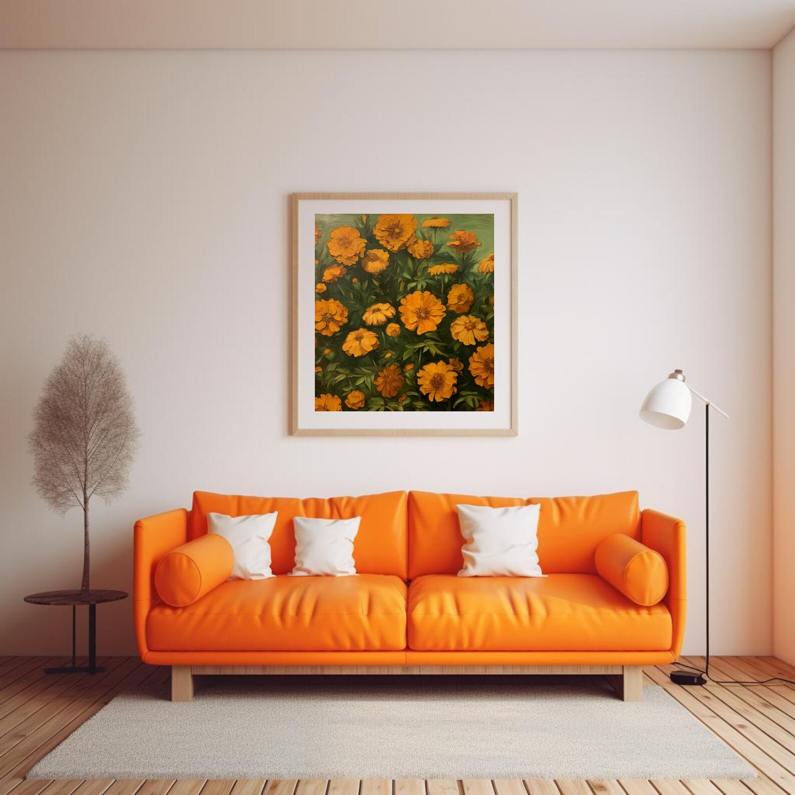 Marigolds Wall Art , Flowers Wall Art , Living Room Art Wall , Instant ...