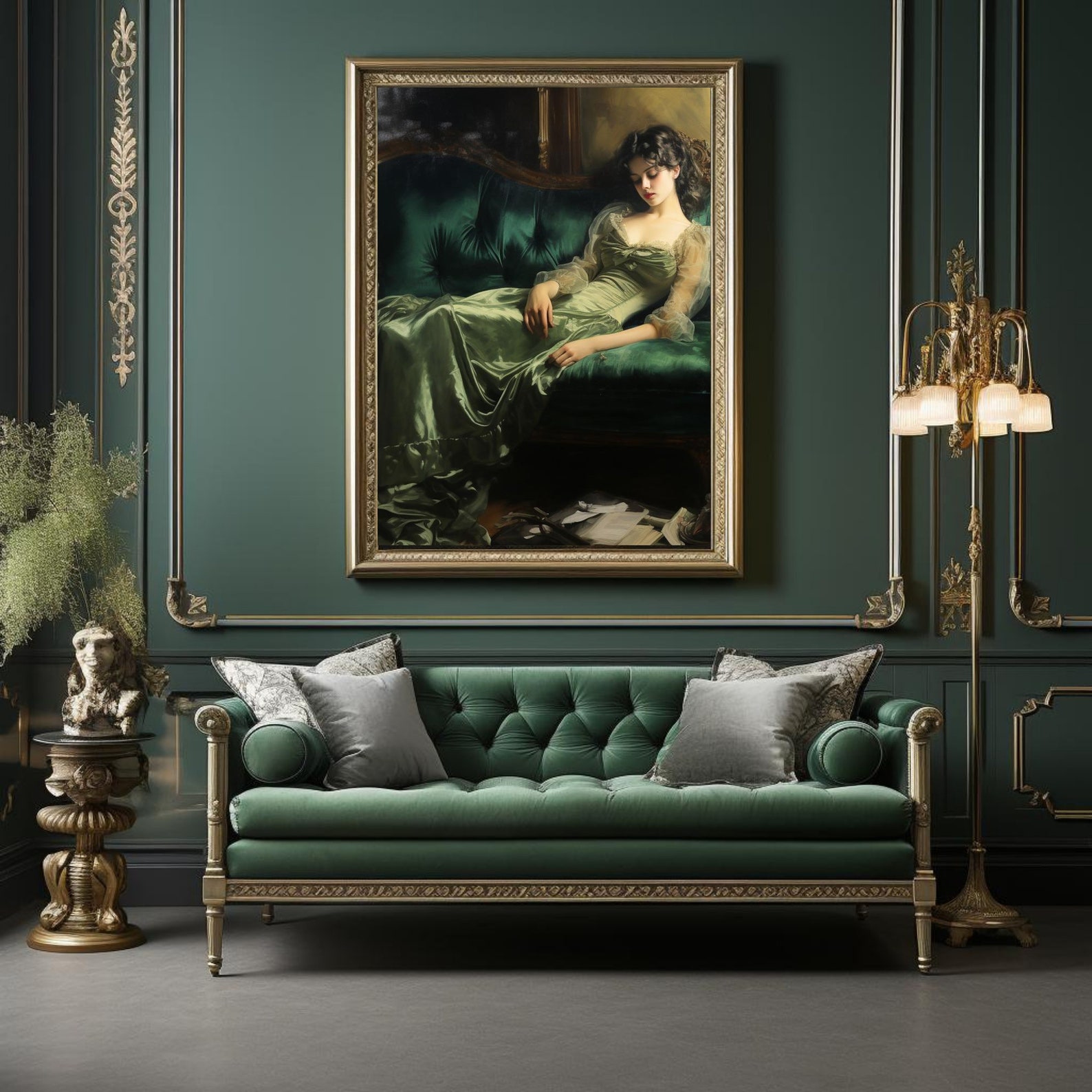 Decadent Young Woman , Woman Portrait, Living Room Art Wall , Instant ...