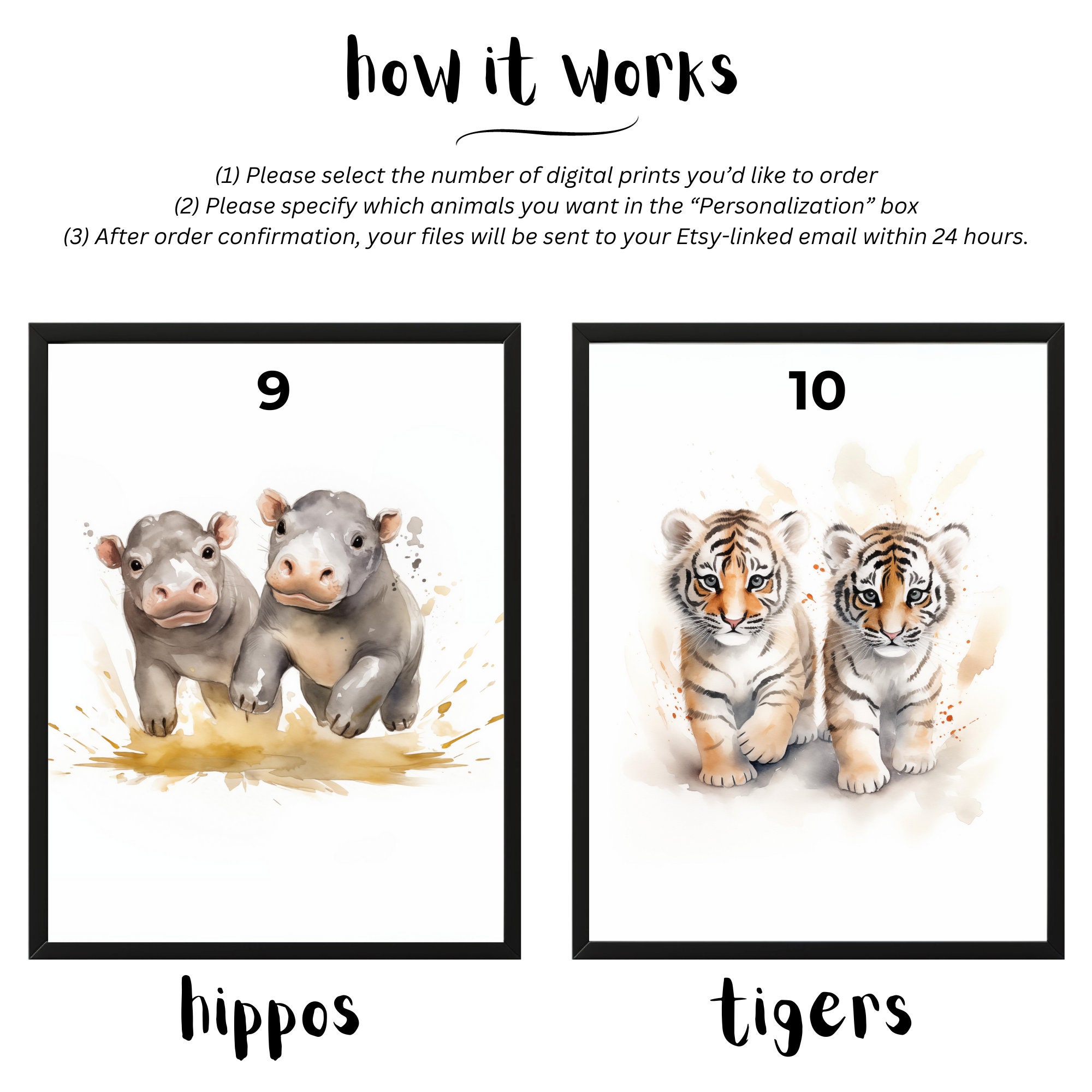 Twin Safari Nursery Wall Art, Twin Wall Art, Baby Animal Twin Nursery ...