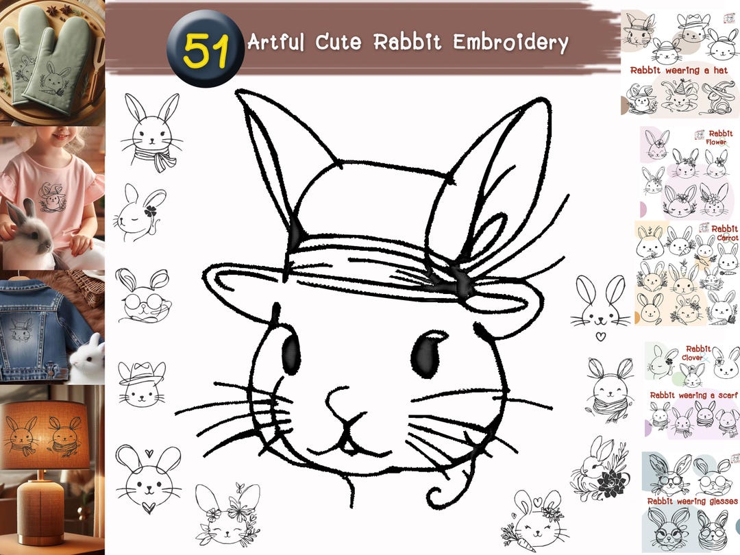 51 Artful Cute Rabbit Embroidery, Machine Embroidery Designs, Flowing ...