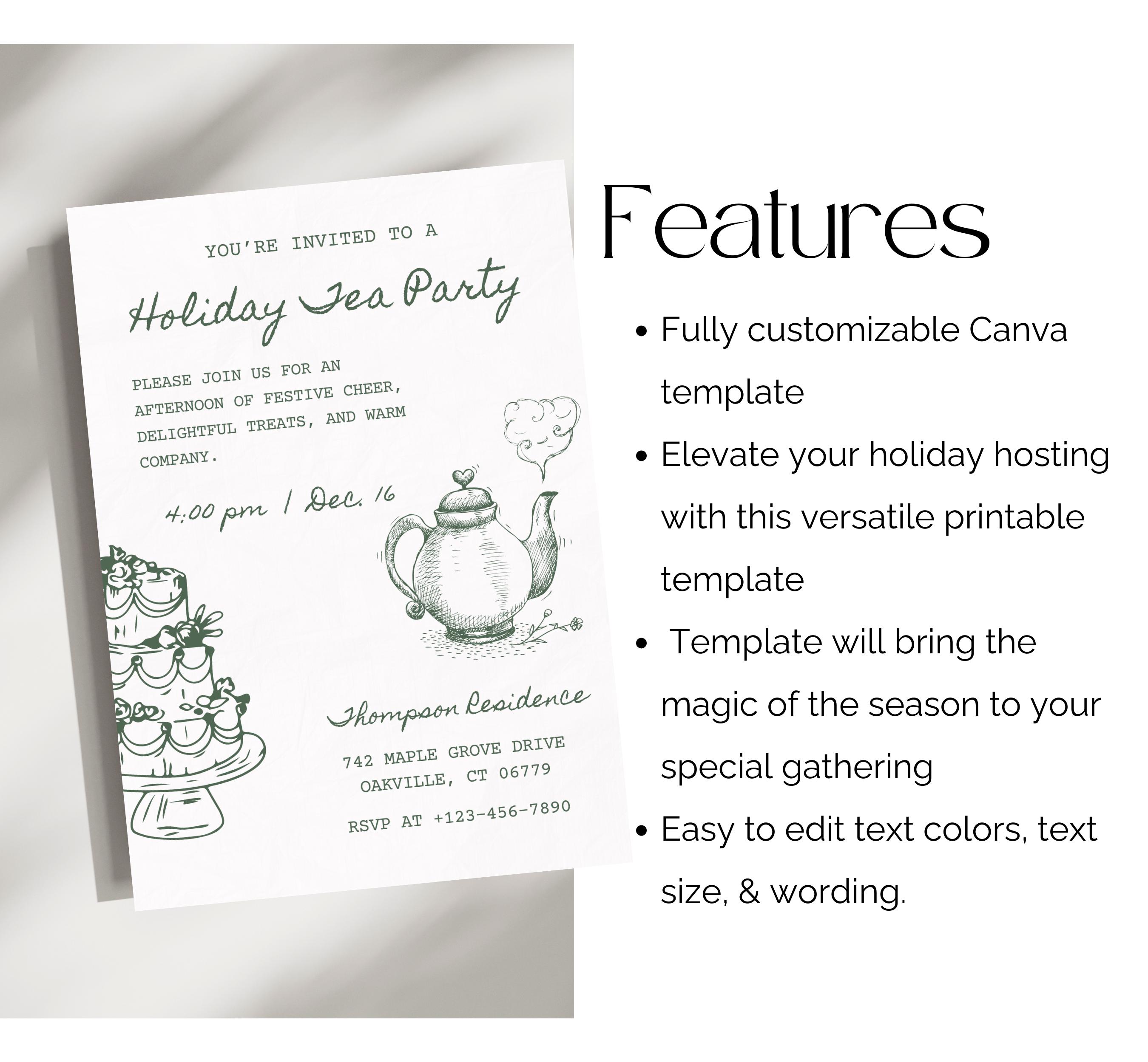 Christmas Tea Party Invitation Retro Christmas Party Invitation ...