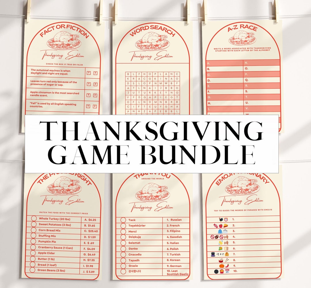 Thanksgiving Game Bundle Friendsgiving Table Game Thanksgiving Games ...