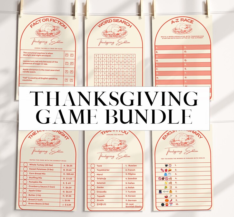 Thanksgiving Game Bundle Friendsgiving Table Game Thanksgiving Games ...