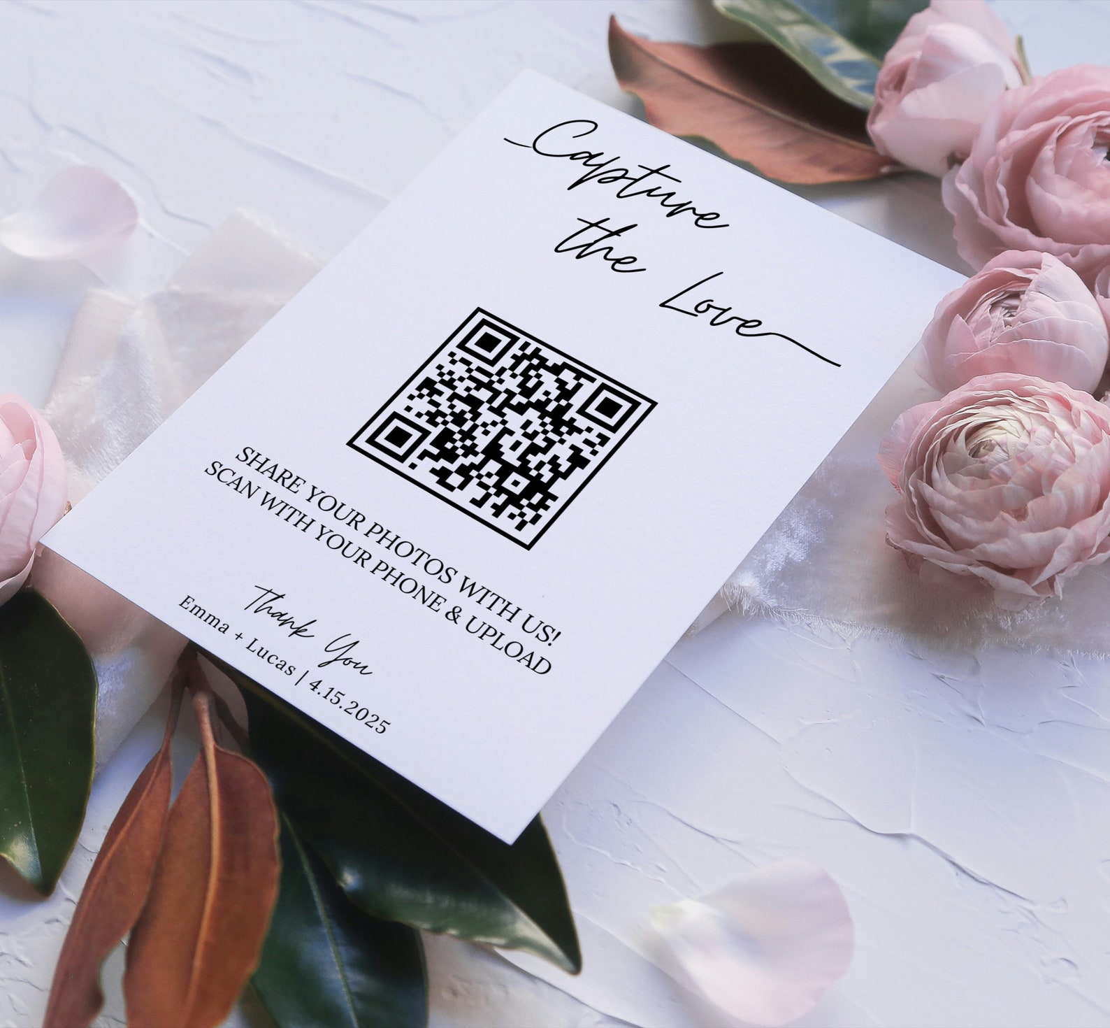 Capture the Love Wedding QR Code Photo Share Custom QR Code Sign Photo ...