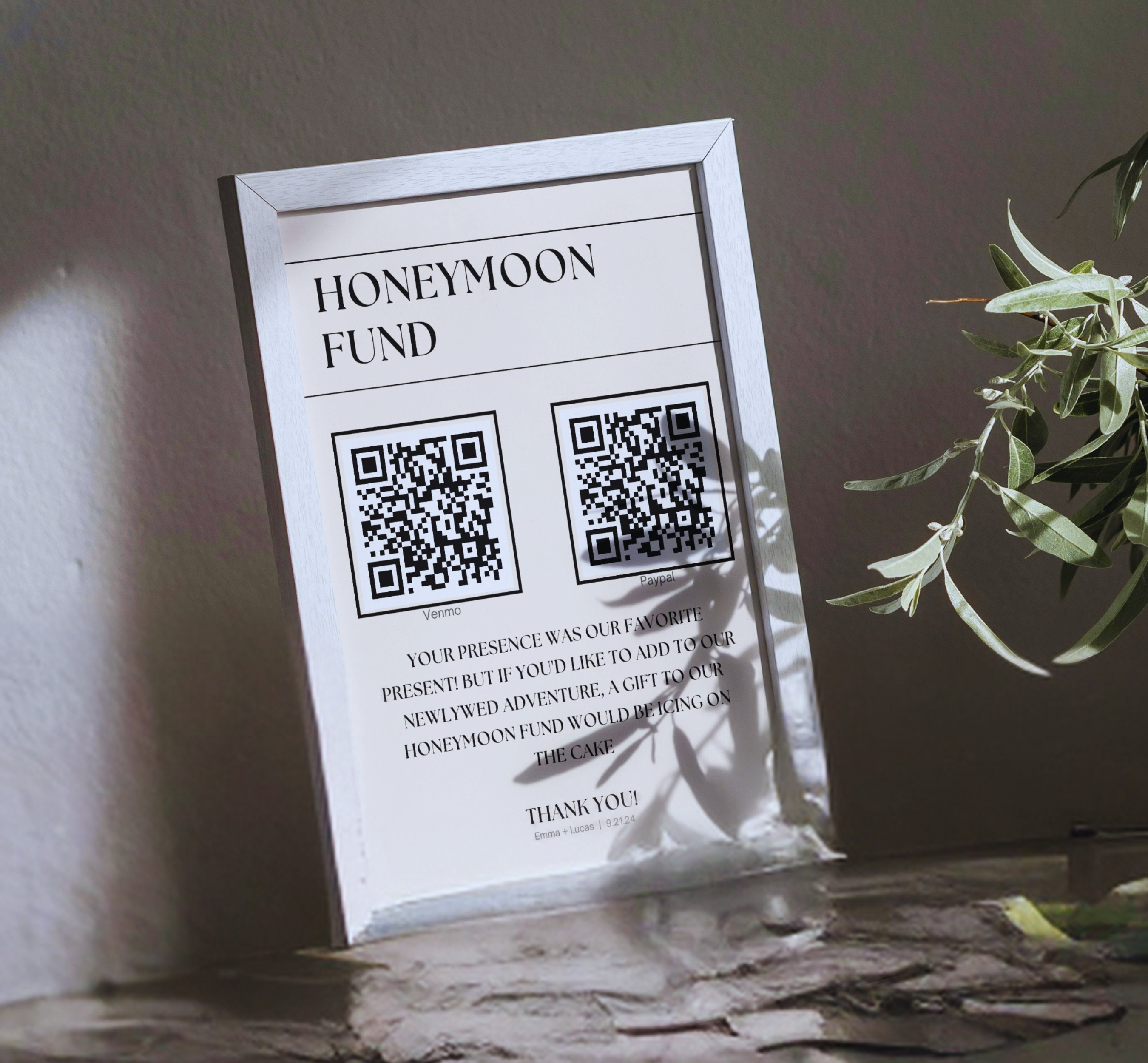 Honeymoon QR Code Sign Wedding Honeymoon QR Code Cash App Qr Code ...