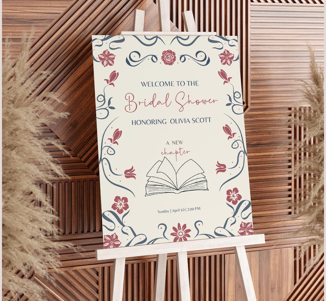 Book Bridal Shower Welcome Sign Book Theme Bridal Shower Sign Pink ...