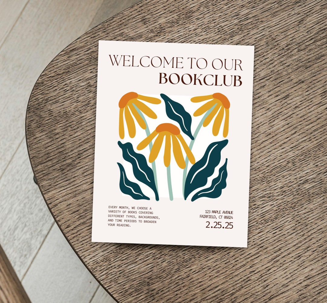 Editable Book Club Flyer Book Club Invite Retro Style Flyer Bookcore ...