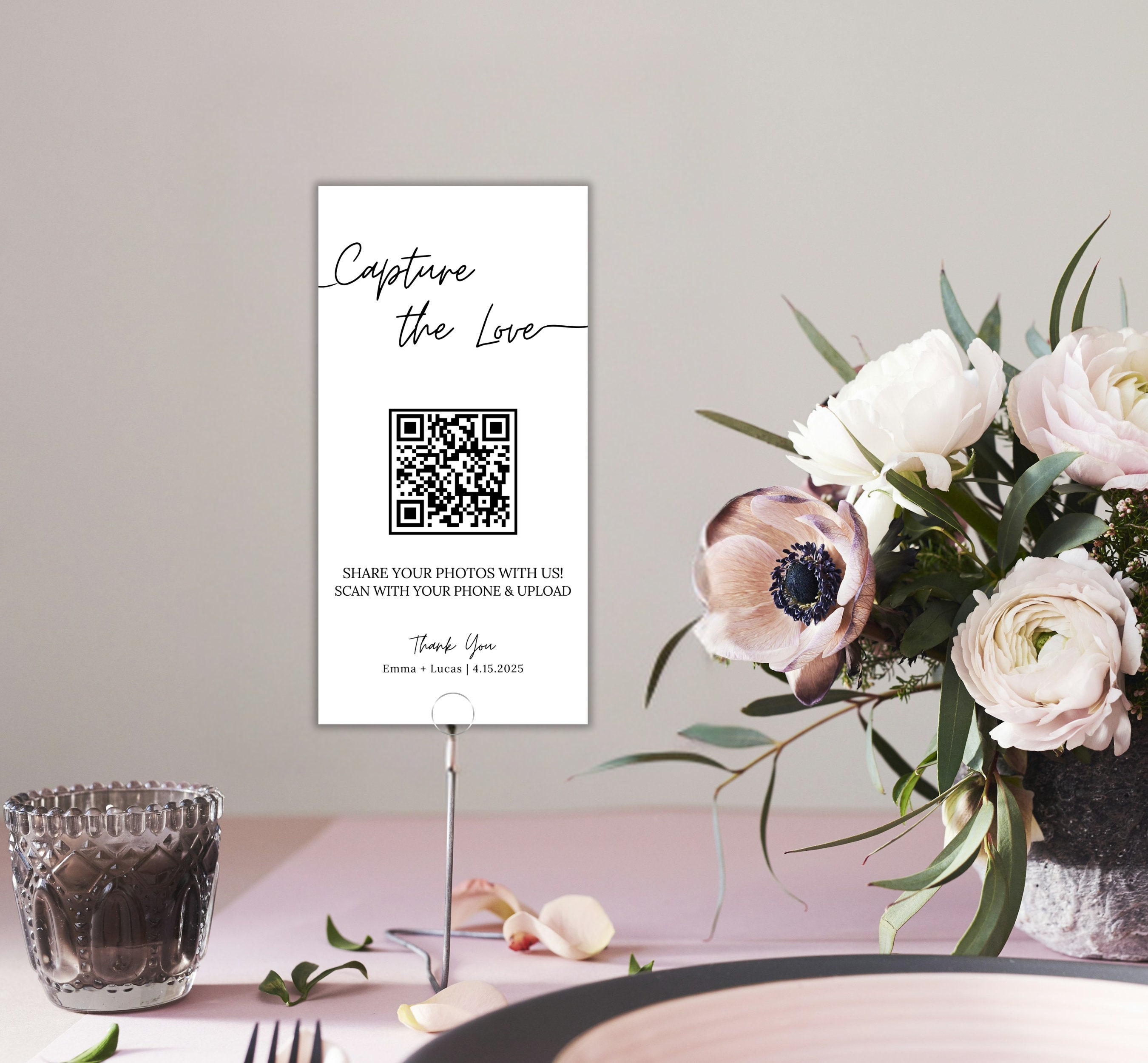 Capture the Love Wedding QR Code Photo Share Custom QR Code Sign Photo ...