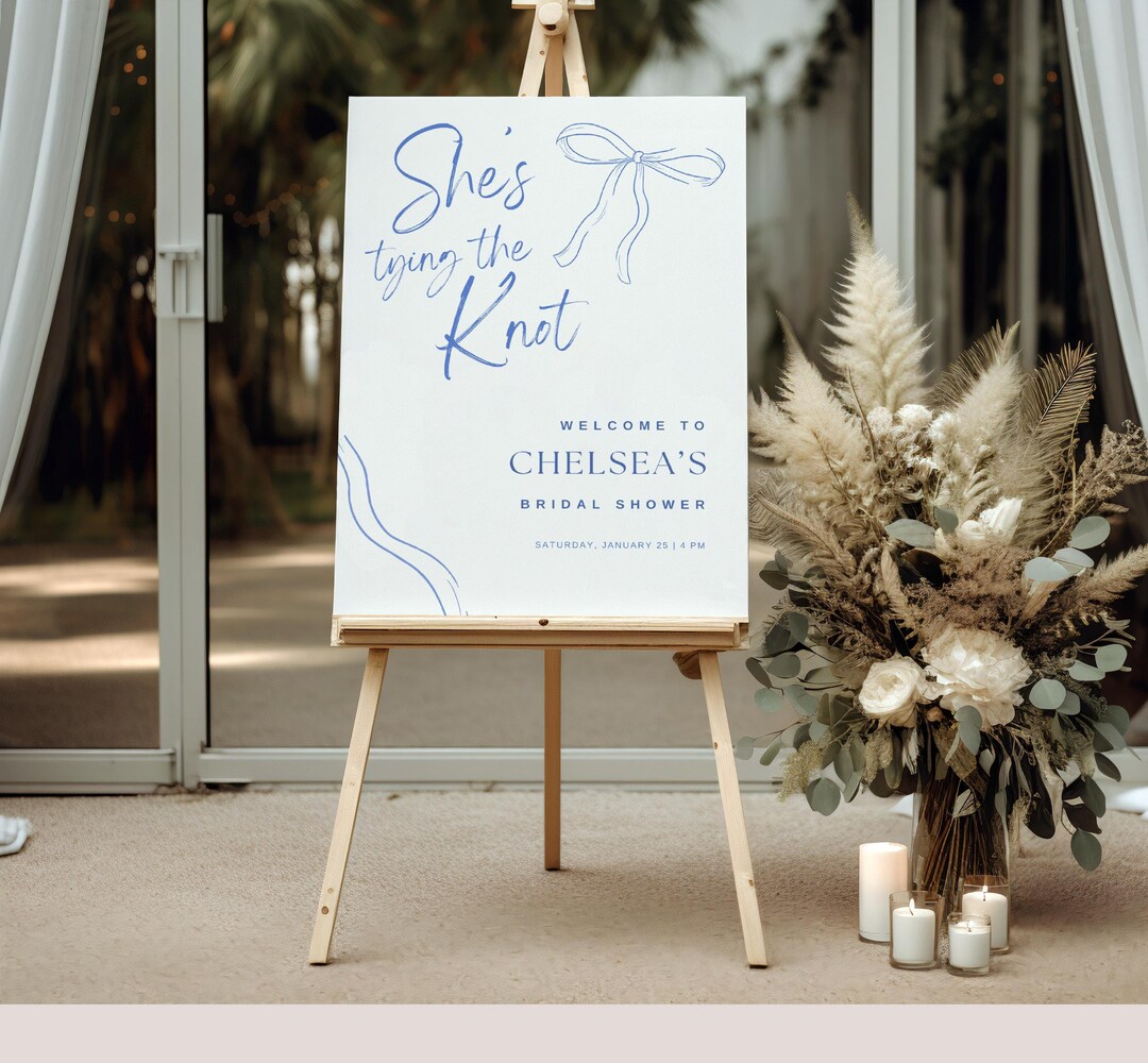 She's Tying the Knot Blue Welcome Sign She's Tying the Knot Sign Blue ...