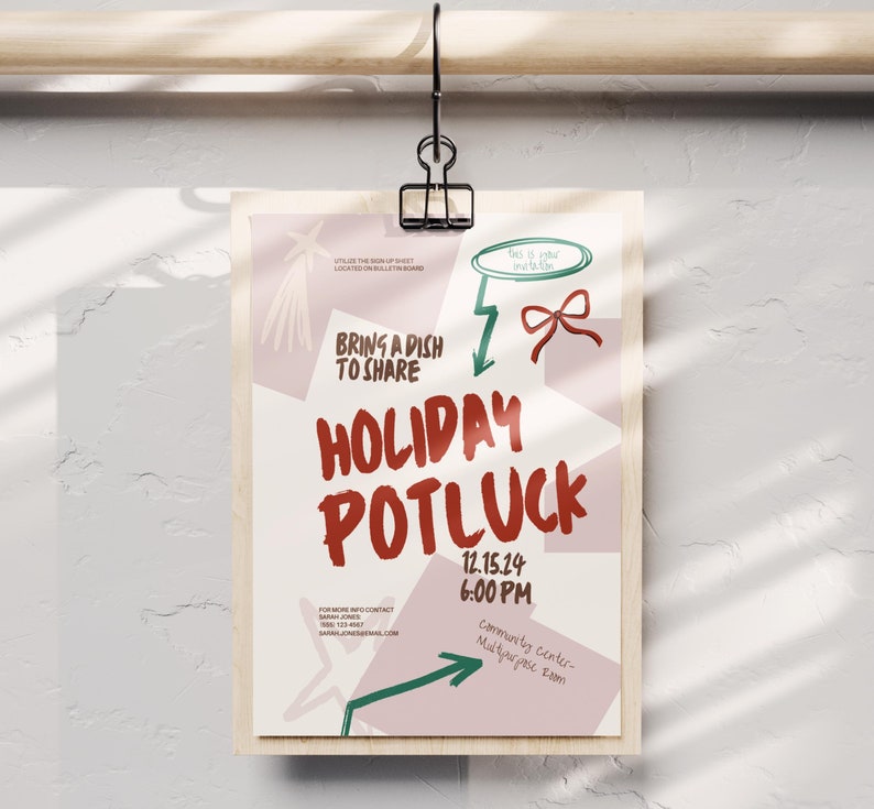 Christmas Potluck Sign up Sheet Editable Potluck Flyer Holiday Potluck ...