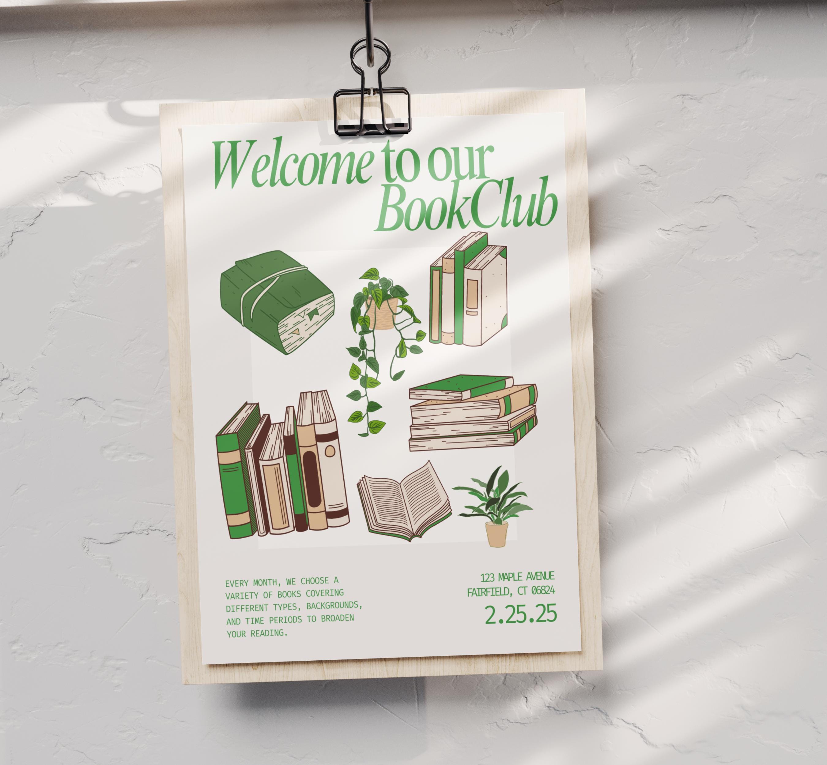 Editable Book Club Flyer Book Club Invite Retro Style Flyer Bookcore ...