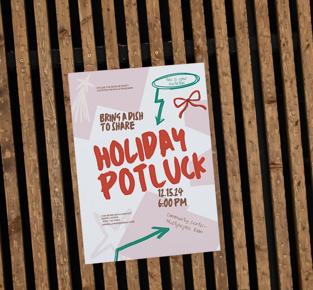 Holiday Potluck Template Editable Potluck Signup Sheet Christmas ...