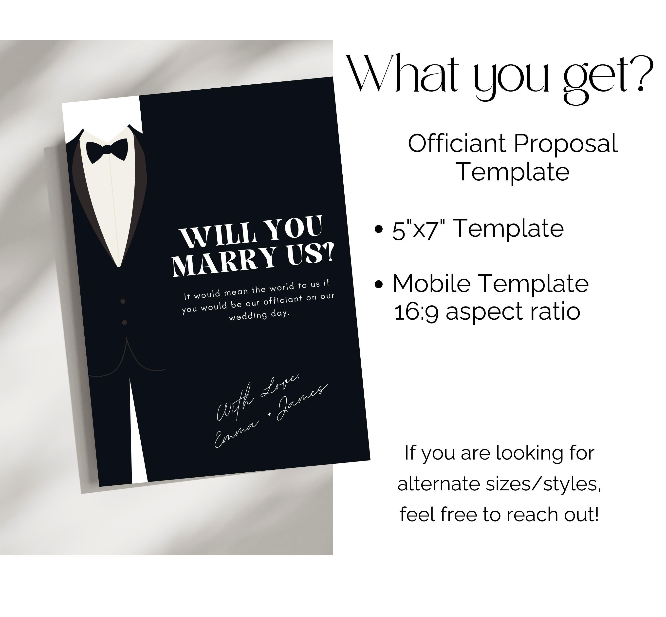 Officiant Proposal Card Will You Marry Us Printable Editable Card Ask ...