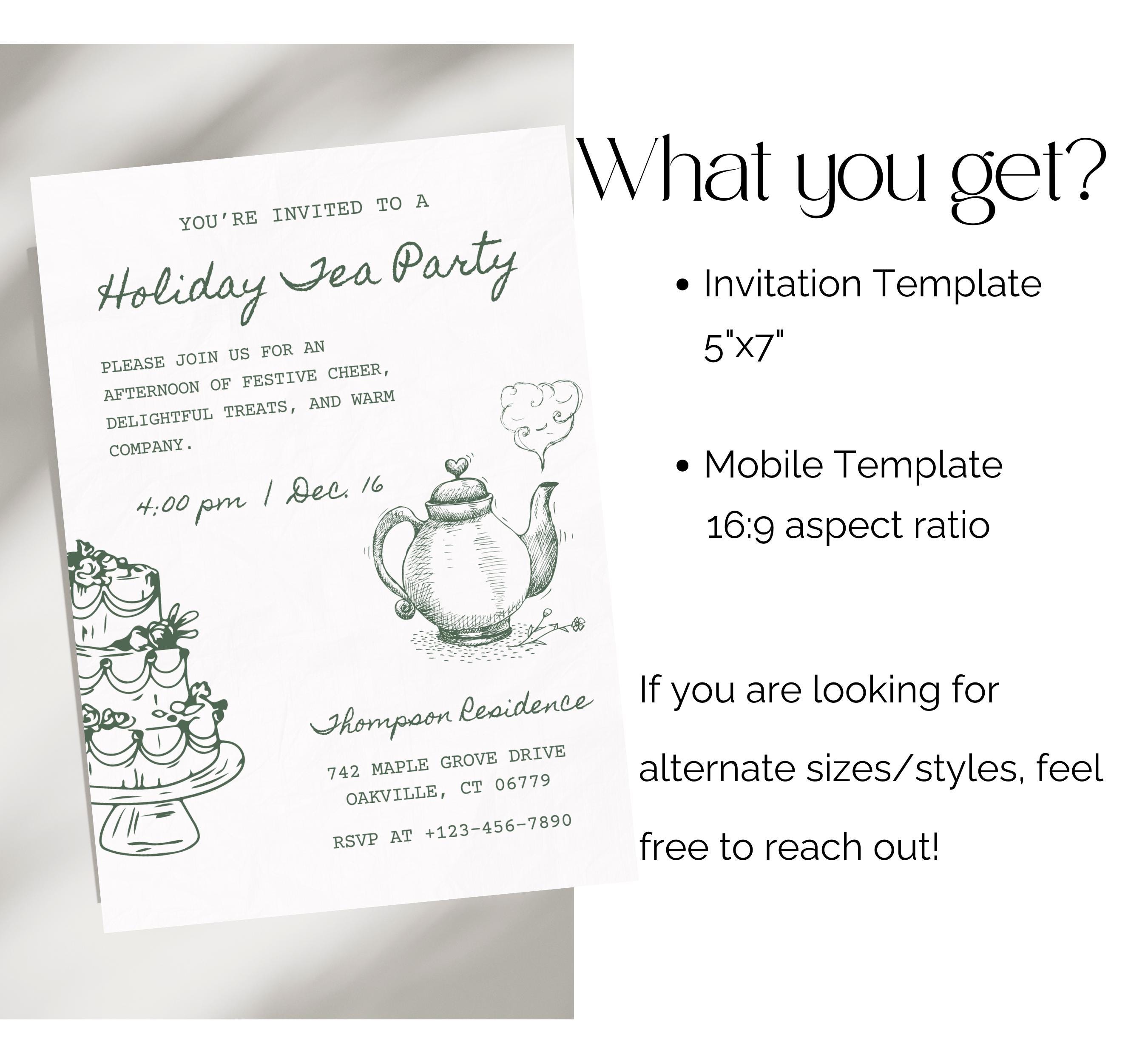 Christmas Tea Party Invitation Retro Christmas Party Invitation ...