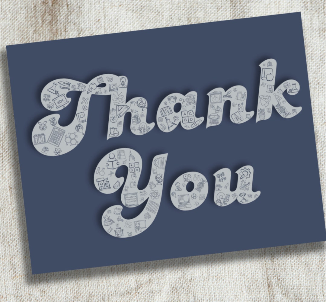 Thank You Teacher Card, Middle School Teacher Gift, Teacher Card, Card ...