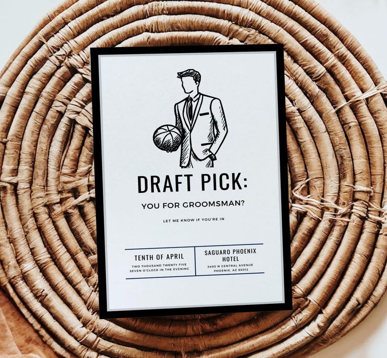 Basketball Theme Groomsman Proposal Card Template Cheap Groomsman Gift ...
