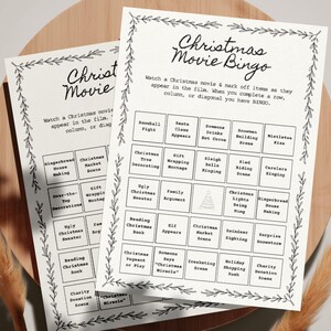 Christmas Movie Bingo Night Christmas Movie Bingo Cards Whimsical Xmas ...