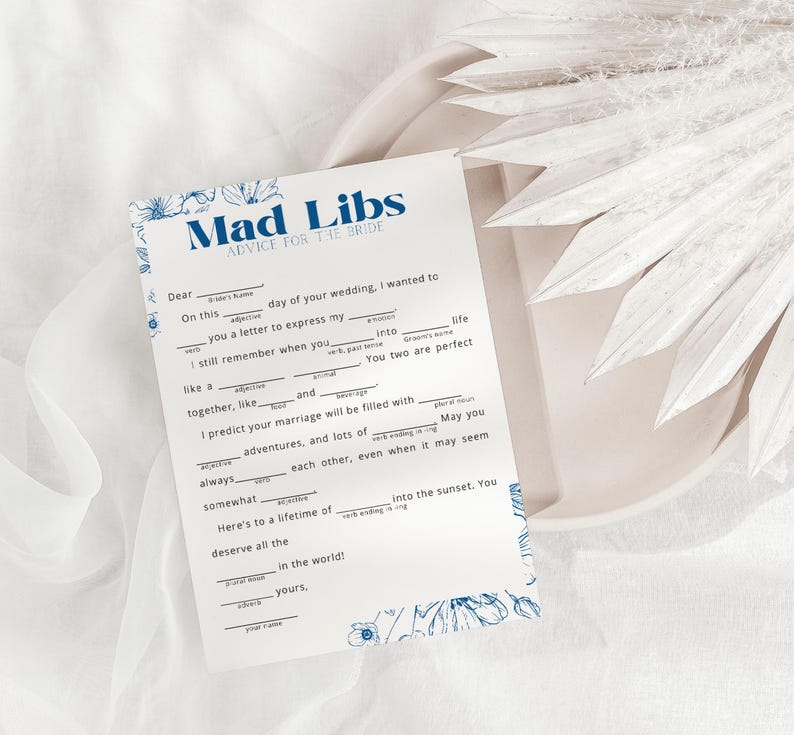 Funny Wedding Mad Libs Printable Reception Table Game for Guests Mad ...