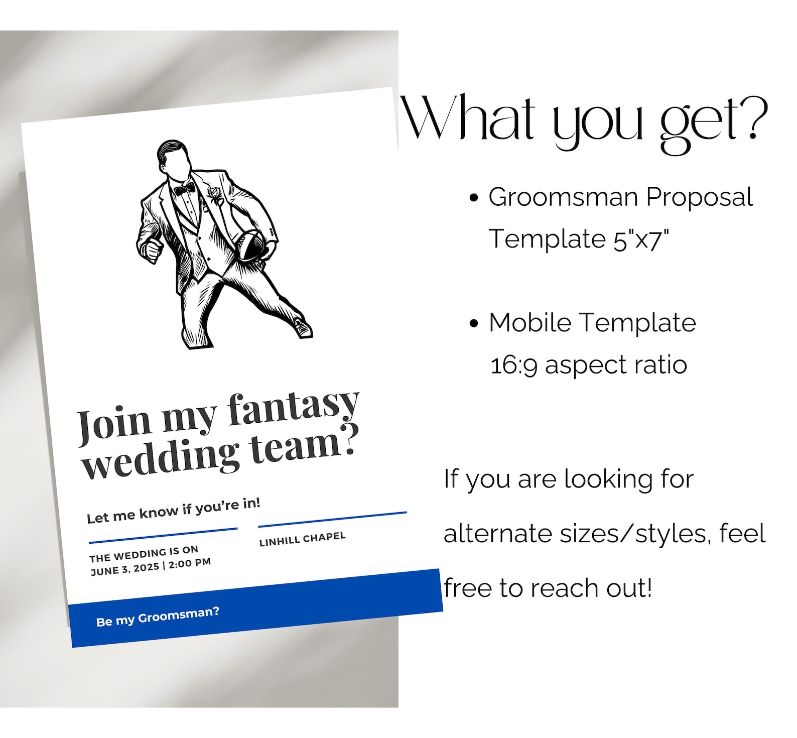 Groomsman Proposal Card Football Themed Groomsman Card Template Custom ...