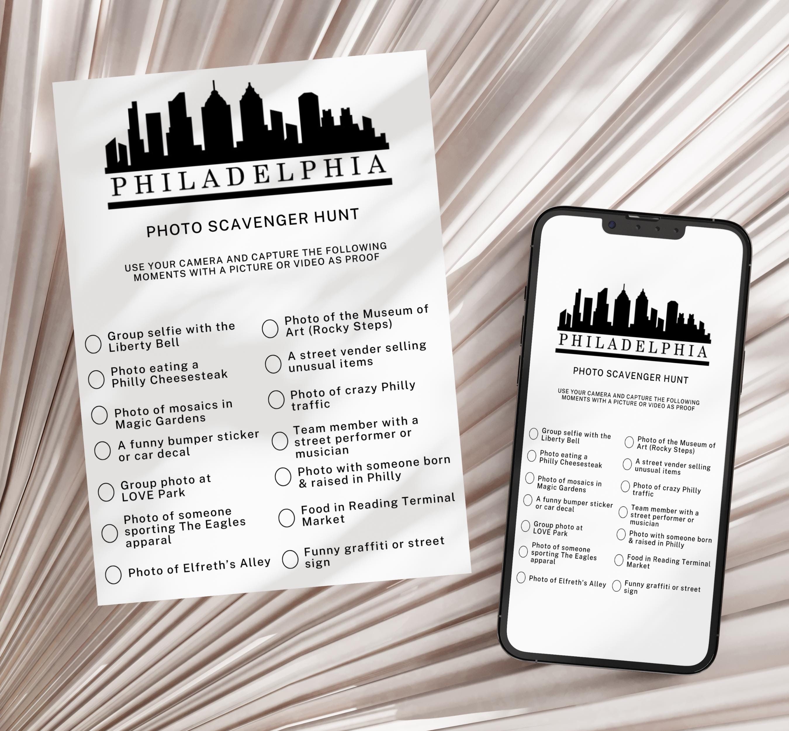 Printable City Scavenger Hunt, Philadelphia Scavenger Hunt Game ...