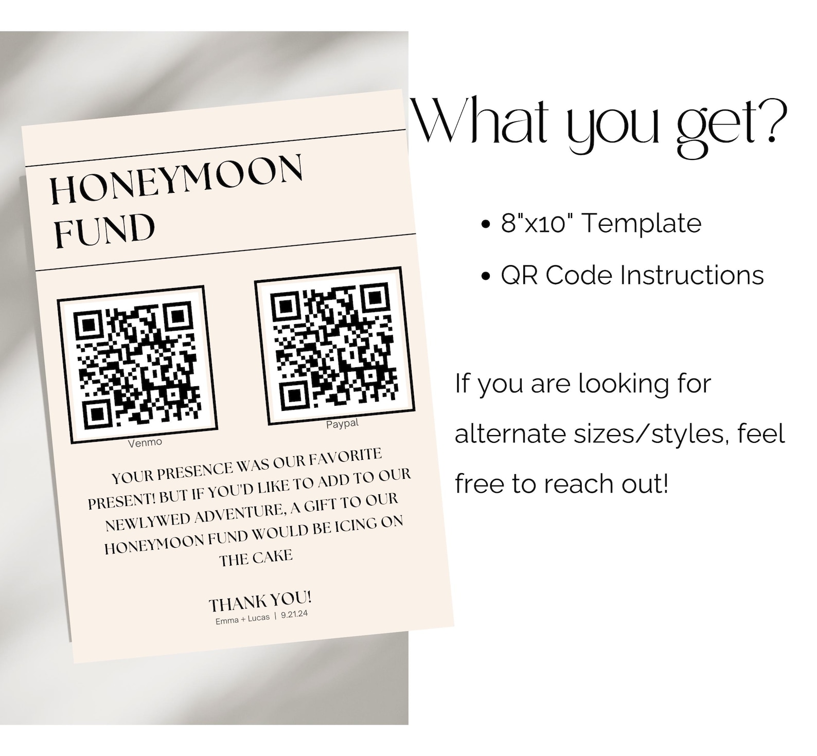 Honeymoon QR Code Sign Wedding Honeymoon QR Code Cash App Qr Code ...