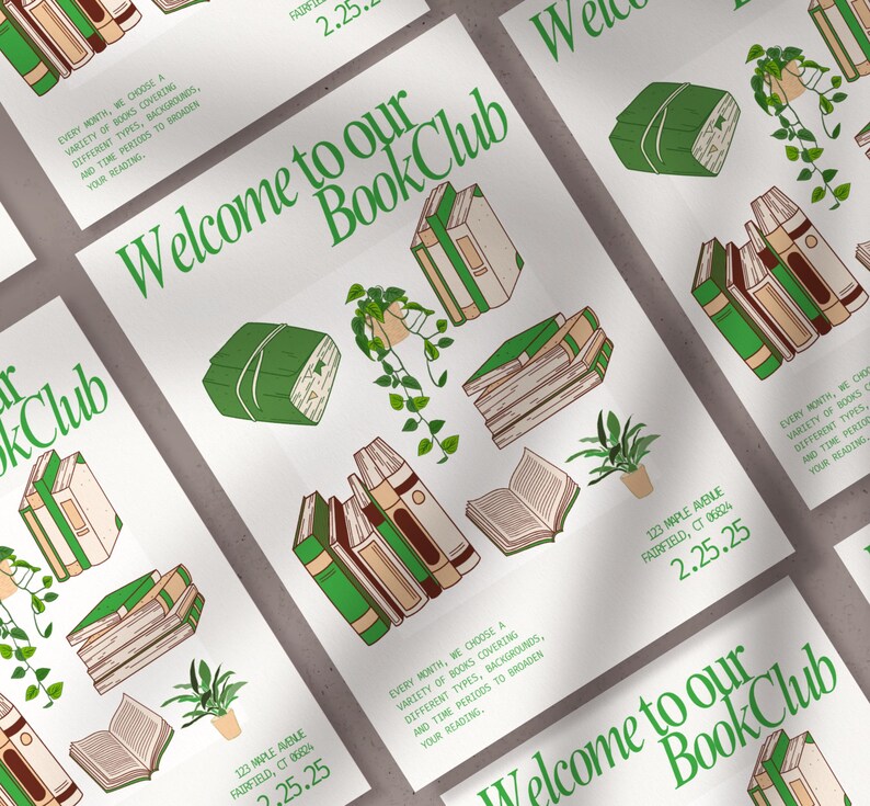 Editable Book Club Flyer Book Club Invite Retro Style Flyer Bookcore ...
