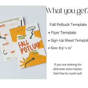 Fall Potluck Flyer Potluck Signup Sheet Church Potluck Template ...