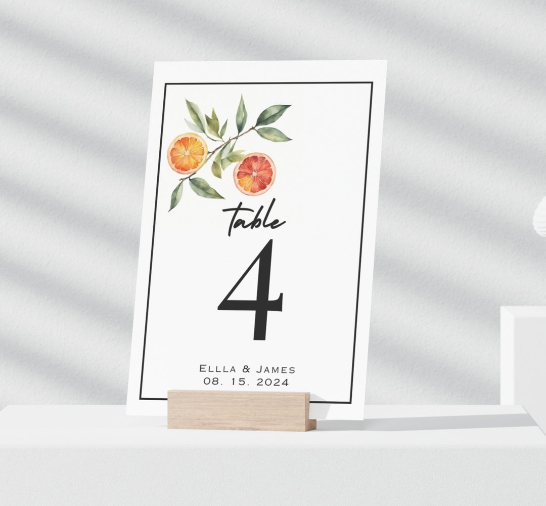 Citrus Table Numbers, Printable Table Numbers Template, Wedding Table ...