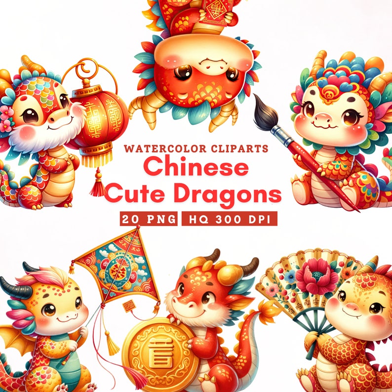 Watercolor Chinese Dragon, Chinese Dragons, Chinese New Year Clipart ...