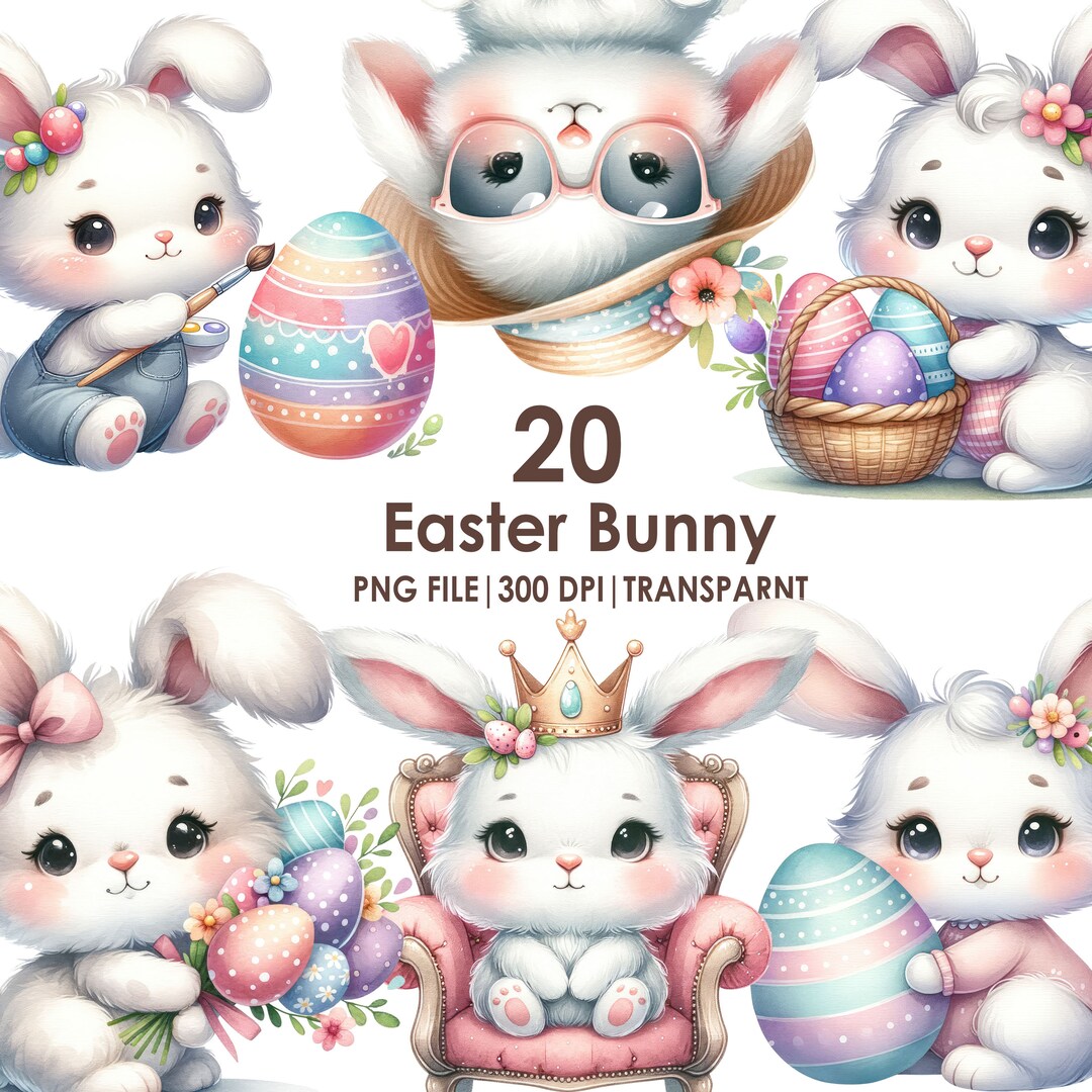 Easter Clipart, Watercolor Easter, Spring Clipart, Easter Bunny, Easter ...