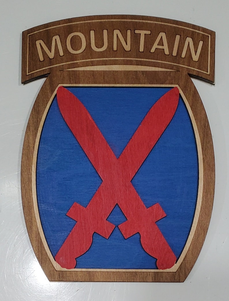 10th Mountain Division, Military Patch, Emblem, Laser Engraved Wood ...