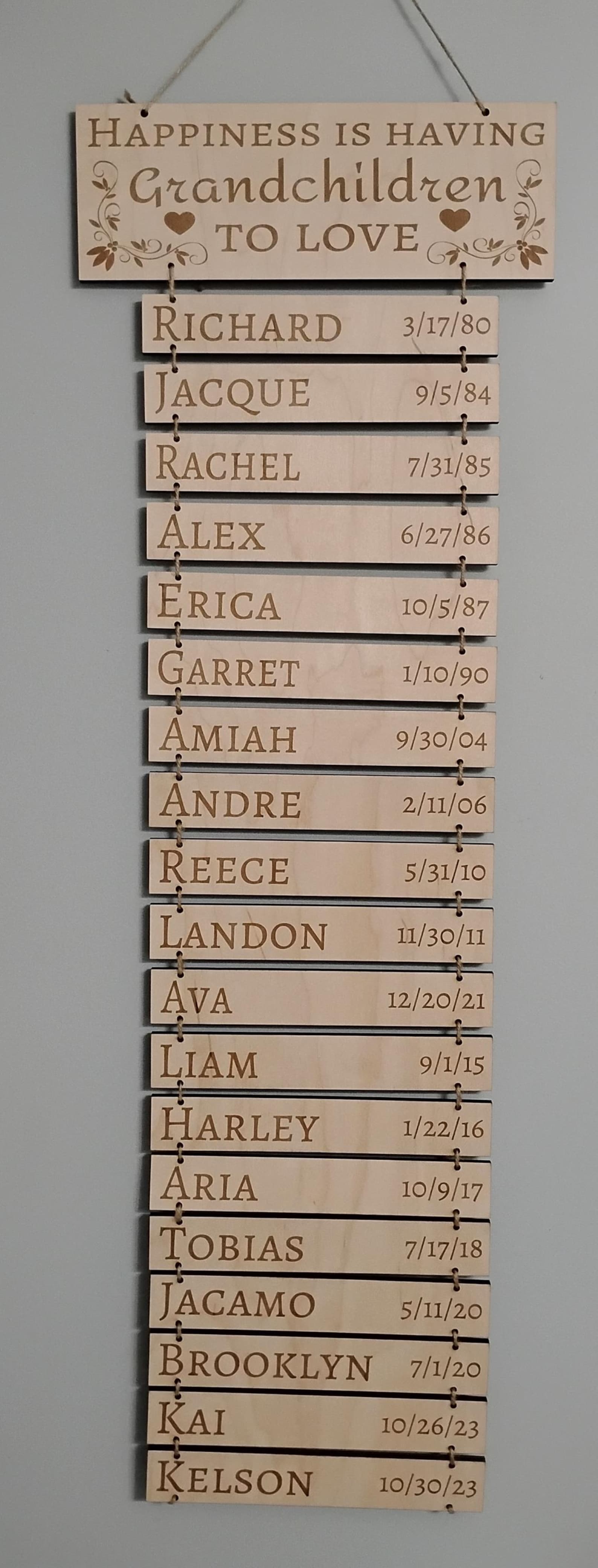Personalized Grandchildren Name Sign Custom Grandparents Birthday Gift ...