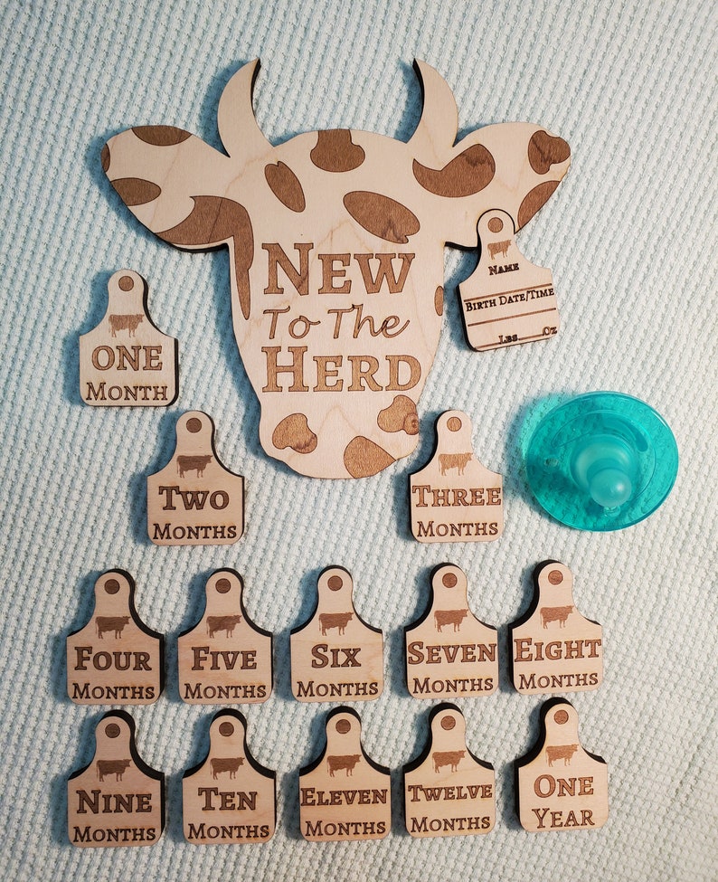Holstein Cow Baby Milestone Markers: Engraved Maple Photo Prop - Etsy