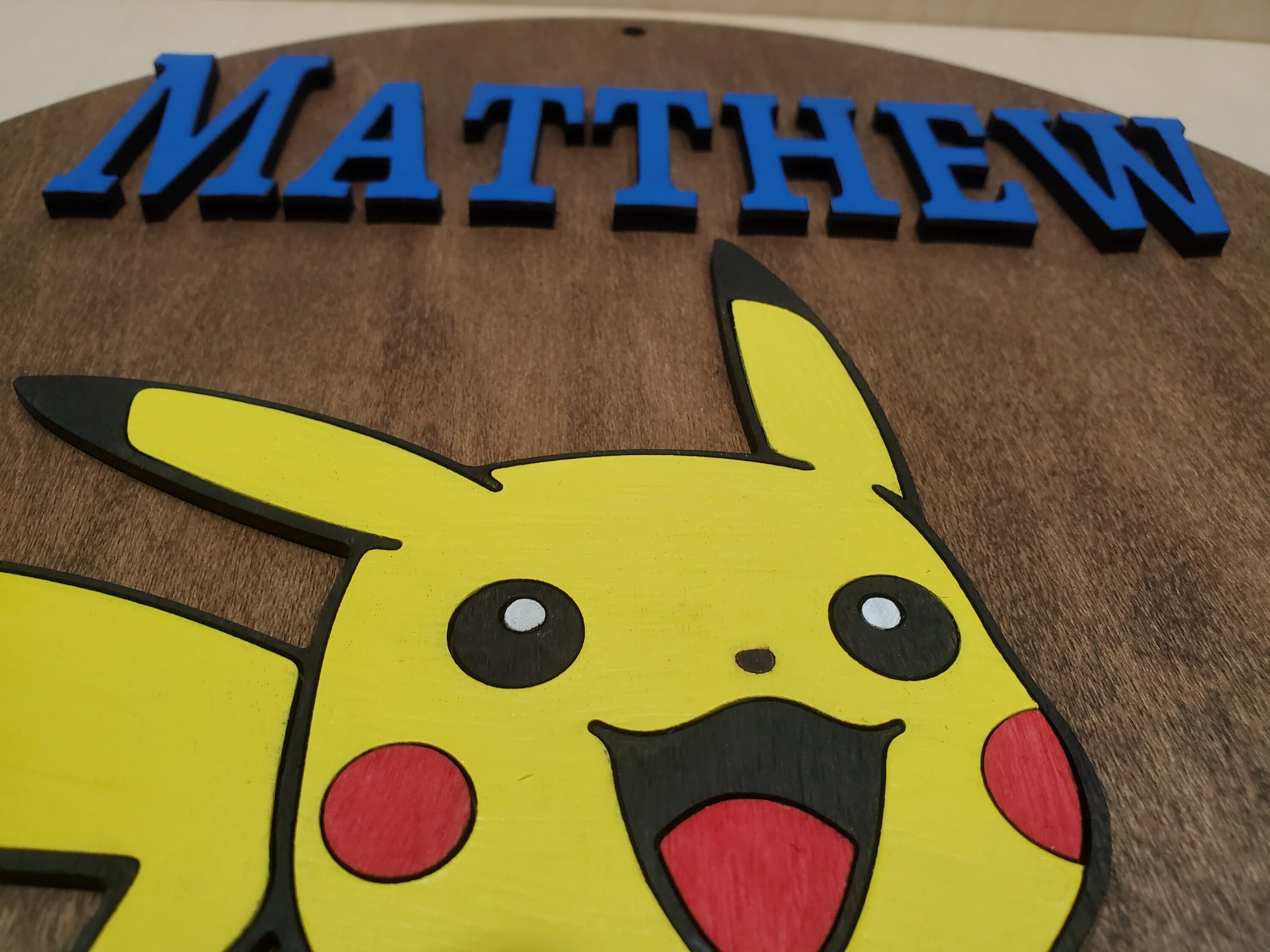 Pikachu Pokémon Sign, Children Bedroom, Wall Decor, Stained, Painted ...