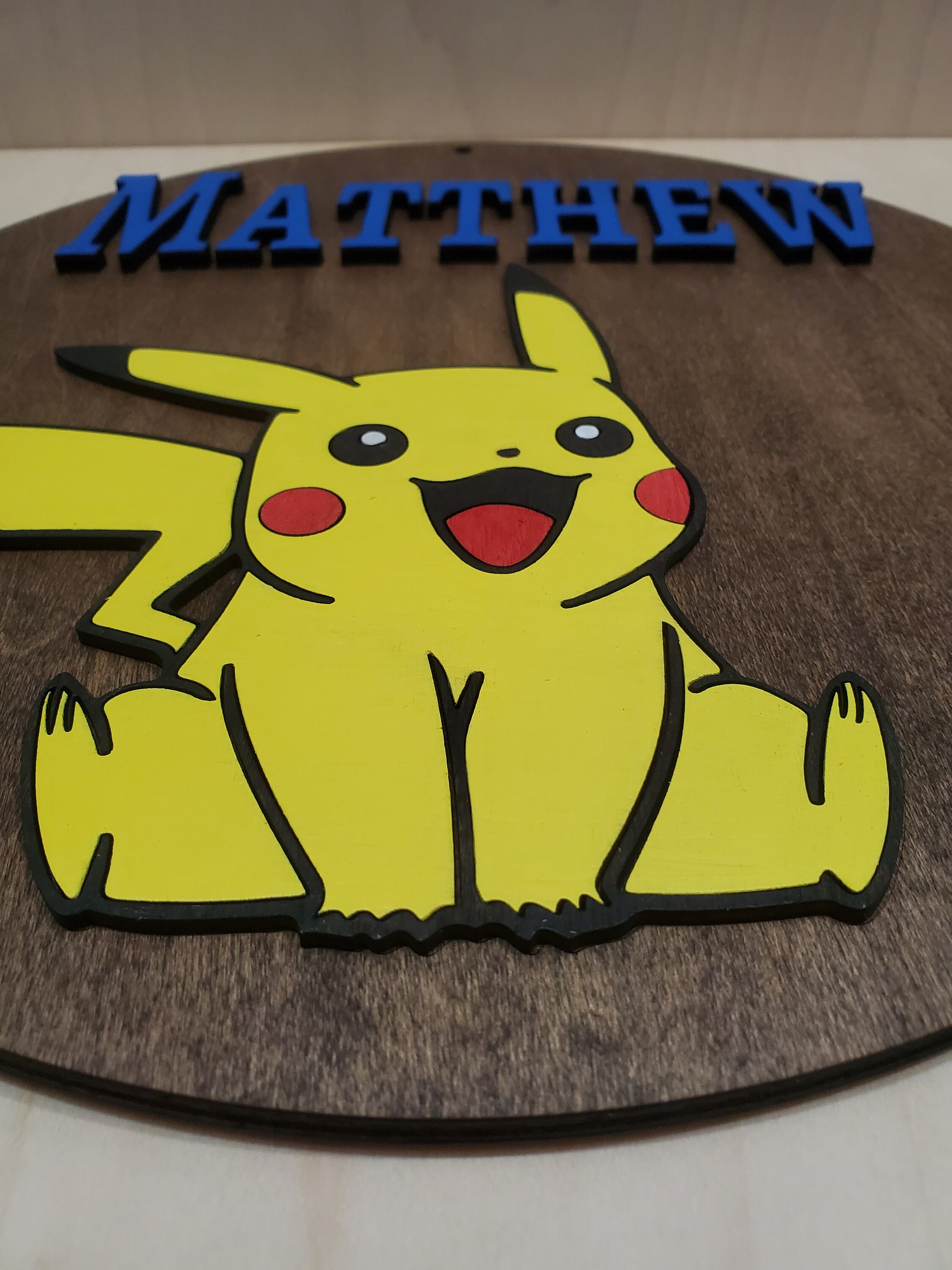 Pikachu Pokémon Sign, Children Bedroom, Wall Decor, Stained, Painted ...
